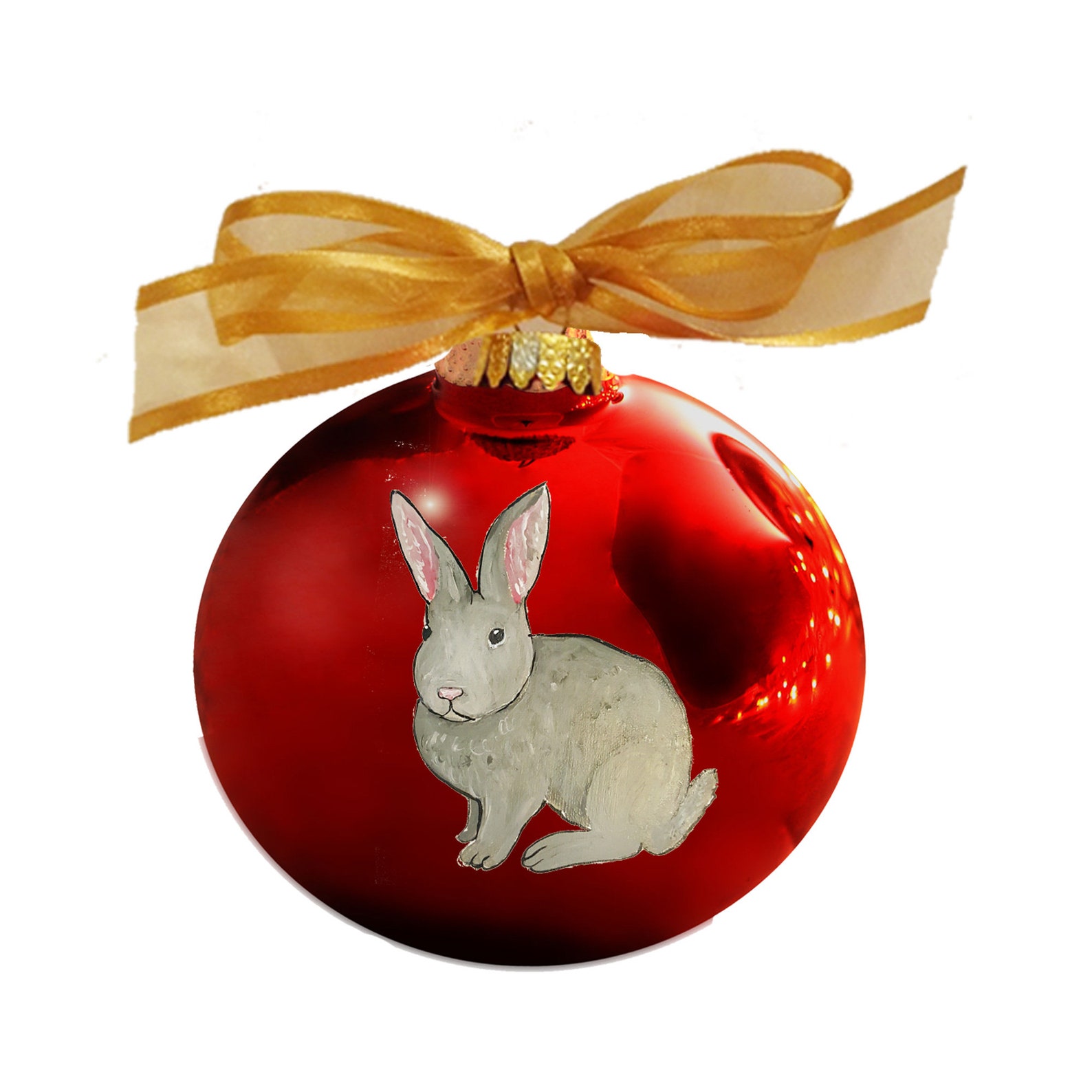 Bunny Rabbit Hand Painted Christmas Ornament Personalized | Etsy