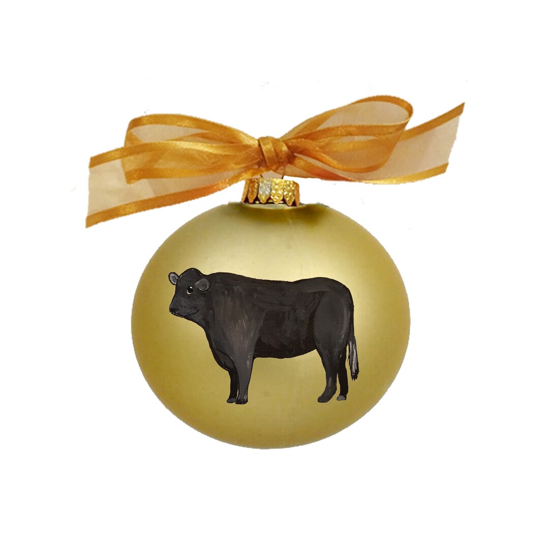 Angus Cow Bull Farm Hand Painted Christmas Ornament - Personalized ...