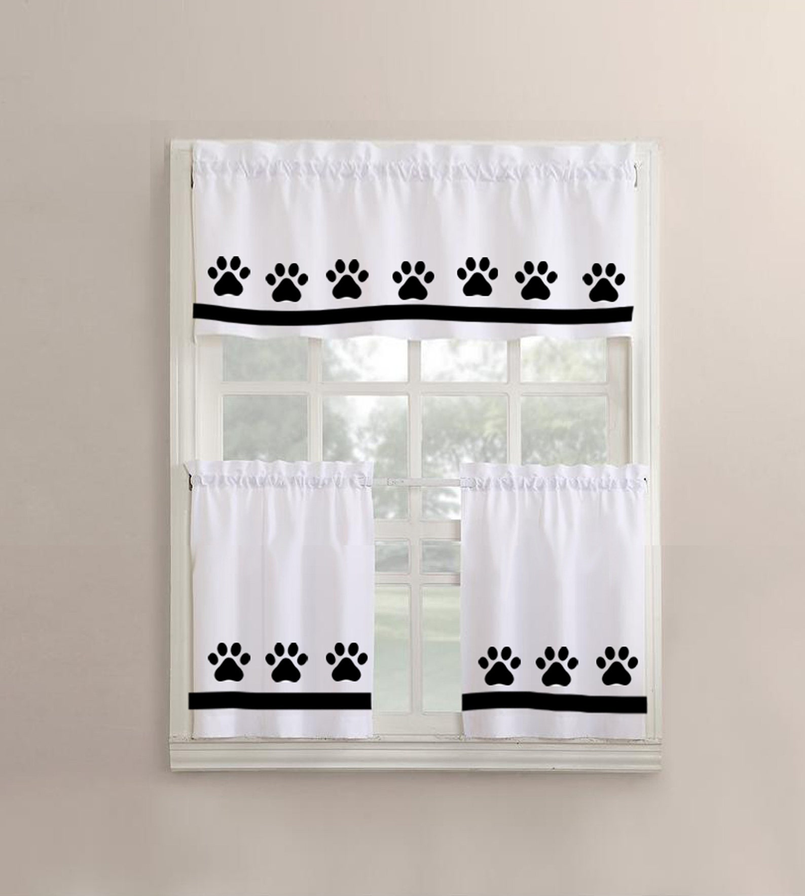 Dog Paw Prints Window Valance Kitchen Cafe Curtain Tier 3 - Etsy