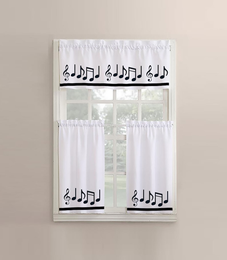 Music Musical Notes Window Valance Kitchen Cafe Curtain Tier 3 - Etsy