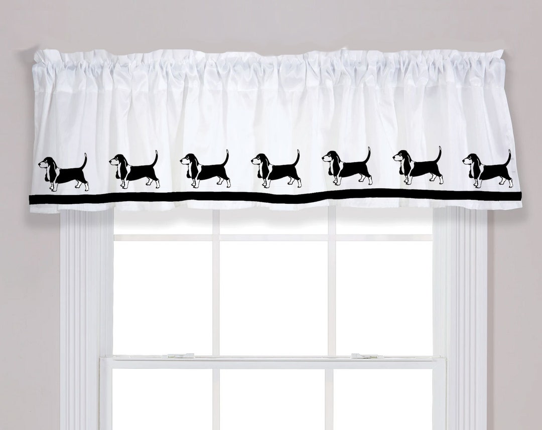 Basset Hound Dog Window Valance Kitchen Curtain Custom Made in Your ...