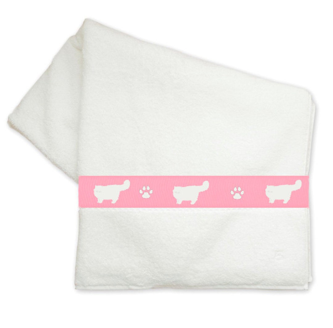 Persian Kitty Cat Bath Towel Kitties and Paws With or - Etsy