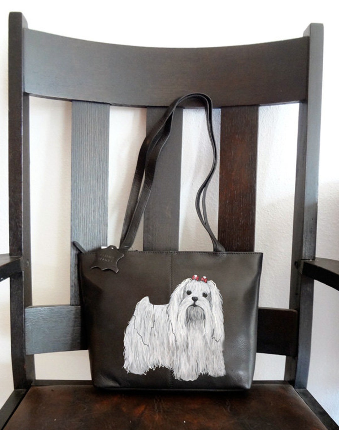 Maltese Dog Hand Painted Purse / Handbag / Wearable Art - One of a Kind ...