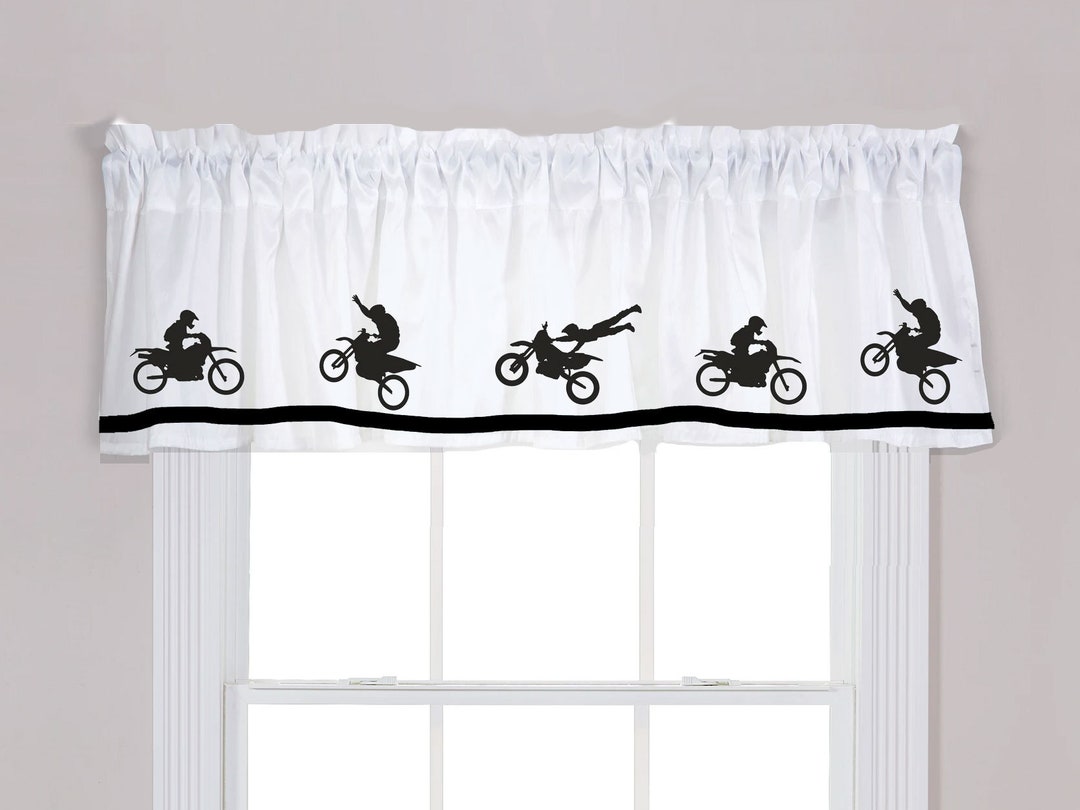 Motocross Dirt Bike Motorcycle Window Valance Curtain - Your Choice of ...