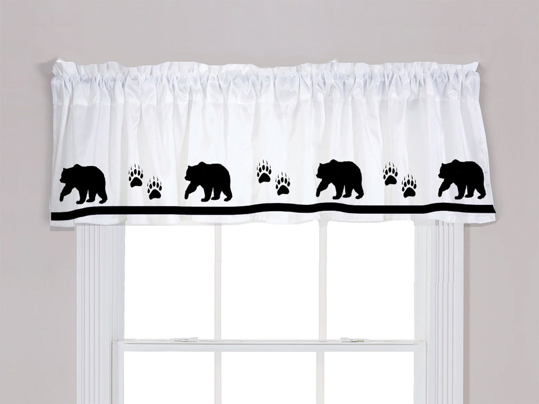 Bears Paw Prints Woods Cabin Window Valance Customizable Window ...