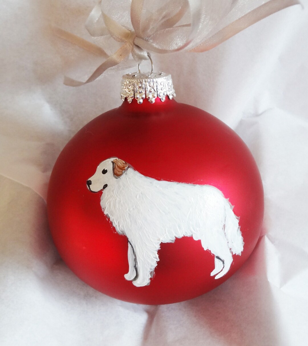 Great Pyrenees Dog Hand Painted Christmas Ornament - Personalized ...