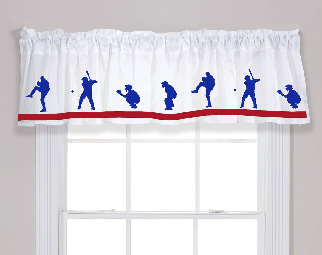 Baseball Window Valance / Window Treatment - Your Choice of Colors ...