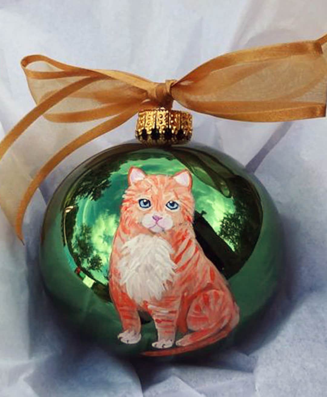 Orange Tabby Kitty Kitten Cat Hand Painted Christmas Ornament ...
