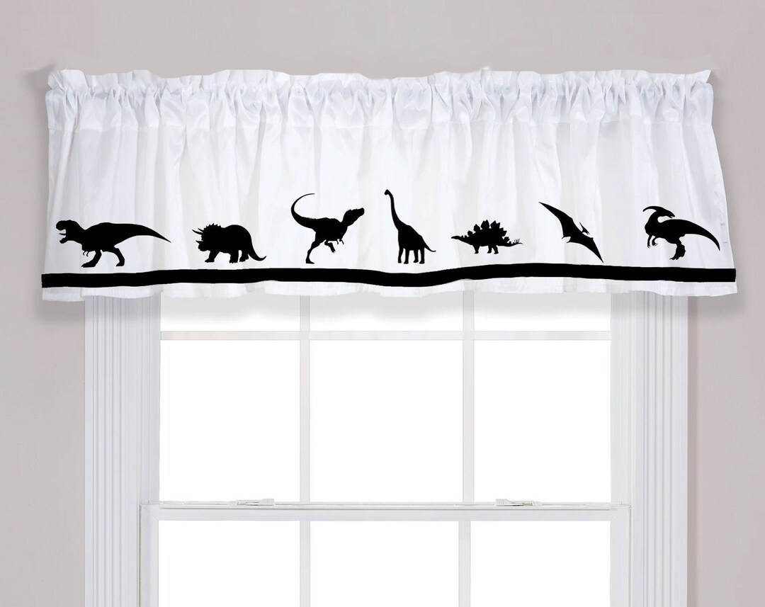 Dinosaur Velociraptor Triceratops Trex Stegosaurus Window Valance ...