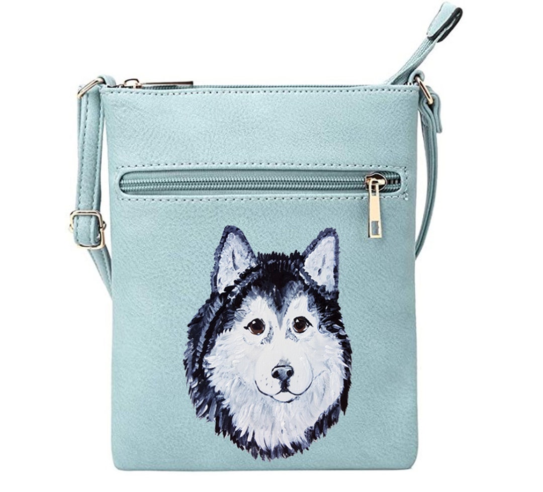 Siberian Husky Alaskan Malamute Dog Hand Painted Crossbody Purse ...