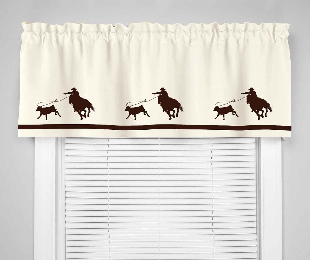 Calf Roping Rodeo Western Window Valance Cowboy in Your Choice of ...