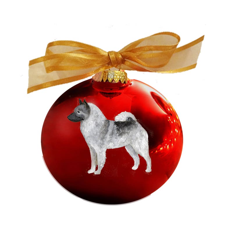 Norwegian Elkhound Dog Hand Painted Christmas Ornament - Personalized ...