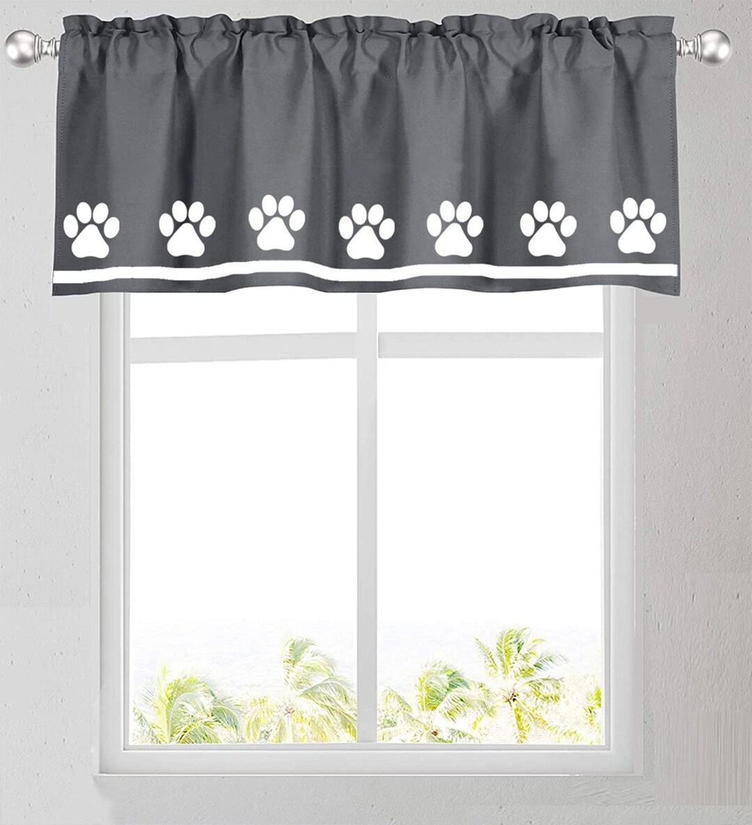 Paw Prints Dog Window Valance Customizable Curtain in Your Choice of ...