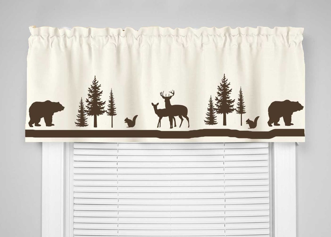 Forest Bear Woods Rustic Primitive Cabin Window Valance Curtain - in ...