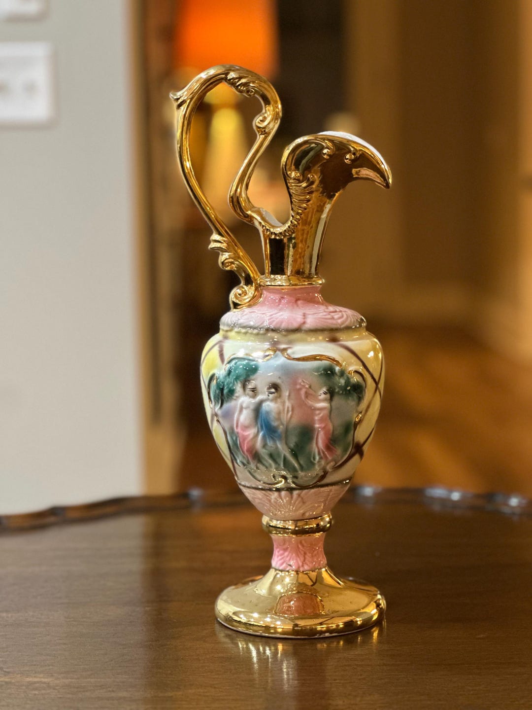 Hand Painted Italian Ewer Vase 24kt Gold Paint - Etsy