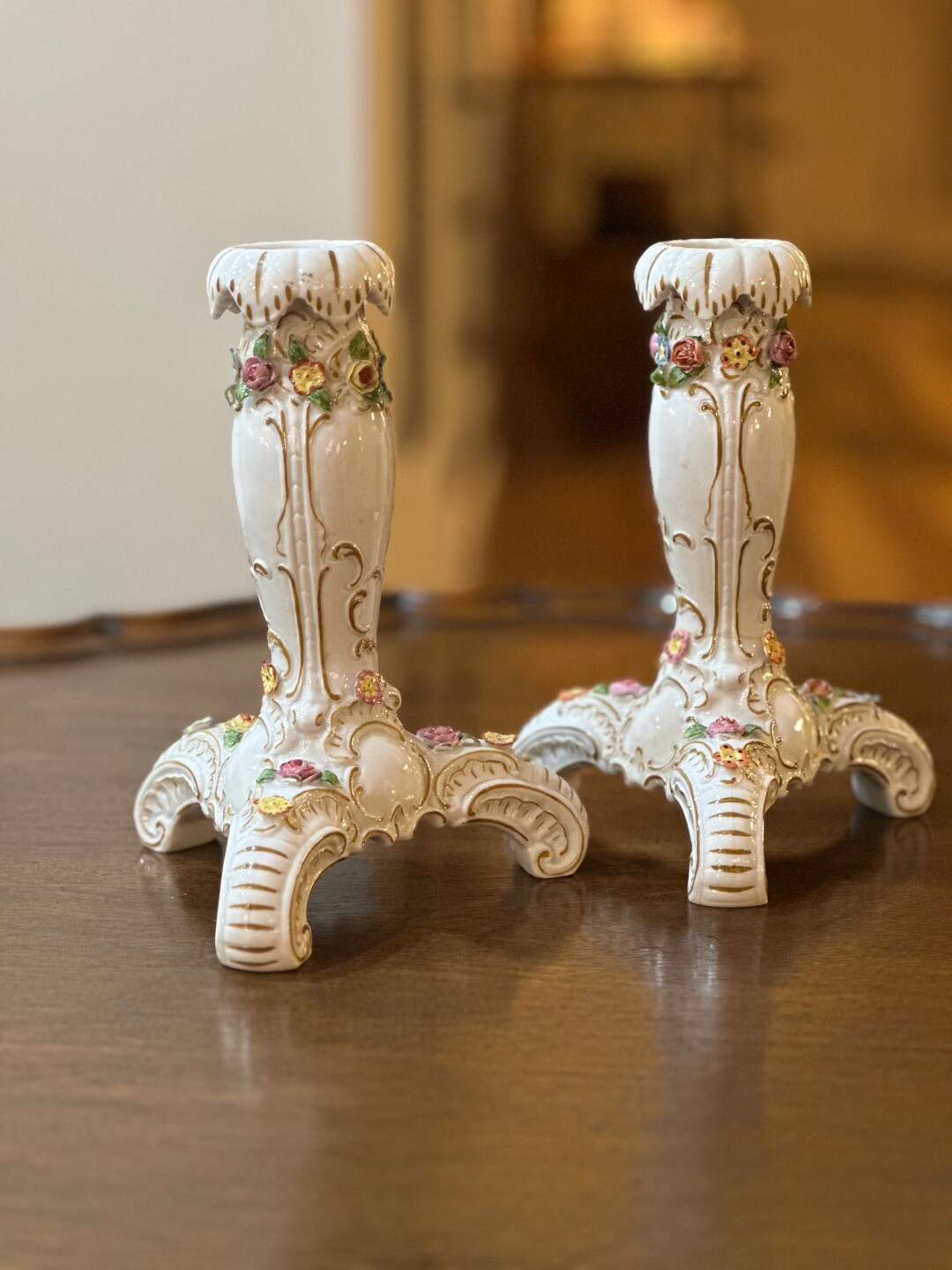 HUS Heinz Schaubach German Porcelain Candlesticks Pair - Etsy