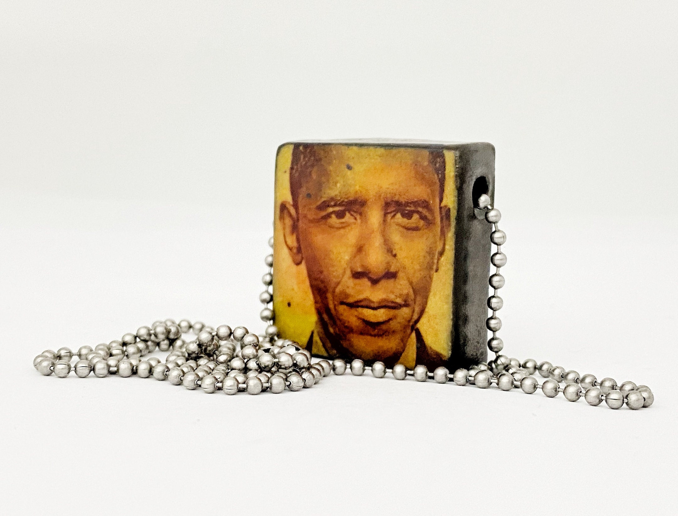 Necklace With Portrait of Barack Obama and Silver Colored - Etsy