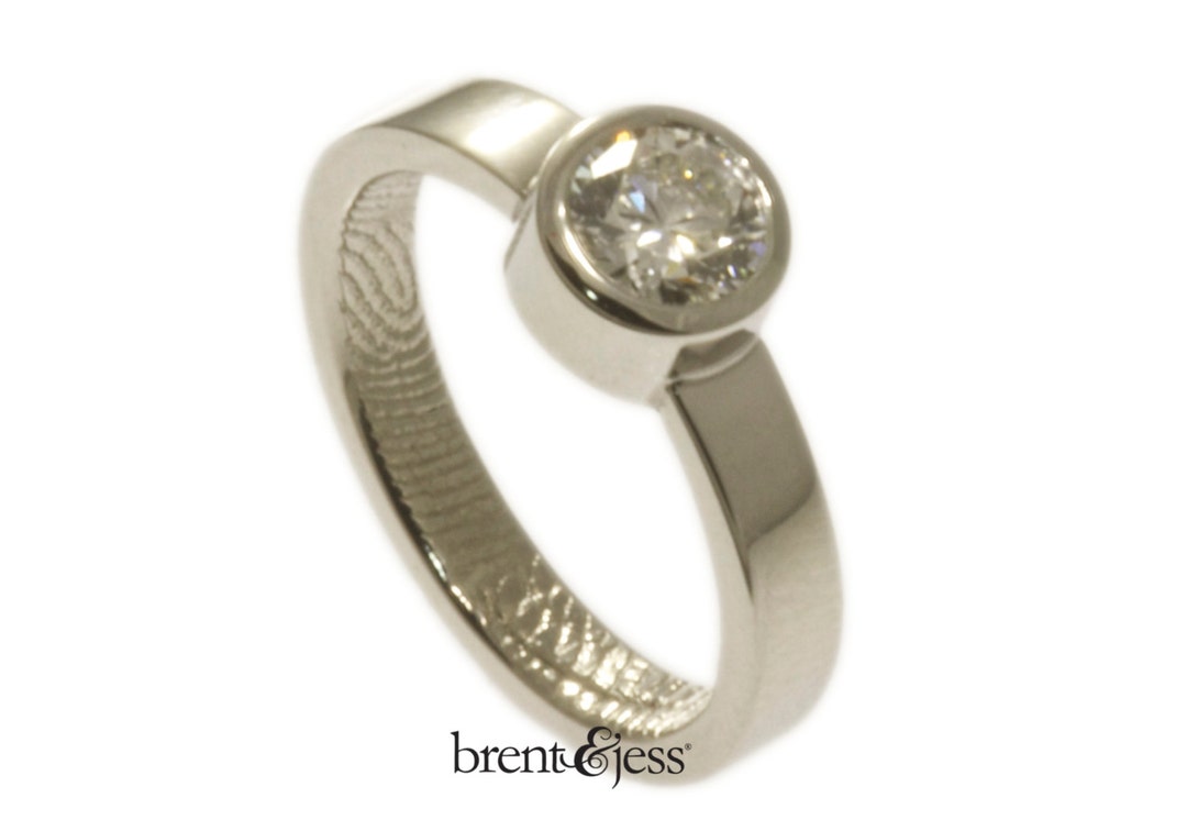 Platinum and Diamond Fingerprint Engagement Ring - Etsy