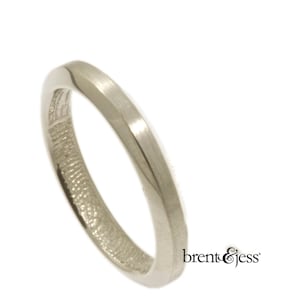 Narrow Beveled Edge Handcrafted Fingerprint Wedding Ring With Wrapped ...