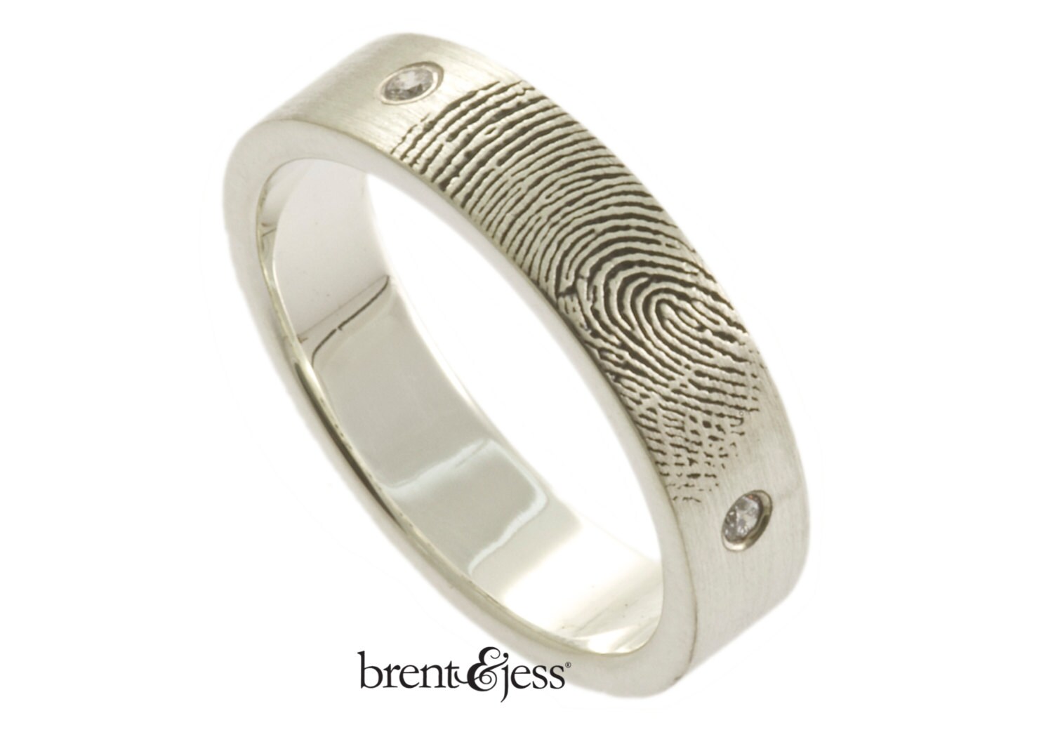 Handmade 6mm Fingerprint Wedding Ring With Small Diamond | Etsy