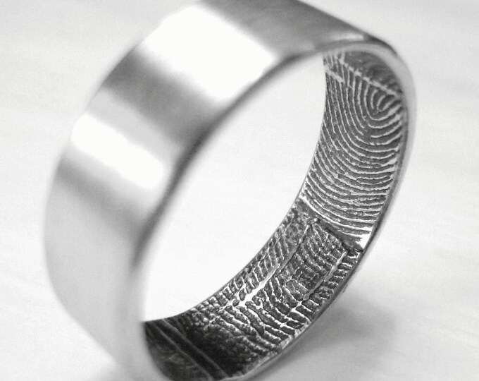 Custom Fingerprint Wedding Band Ring - Etsy