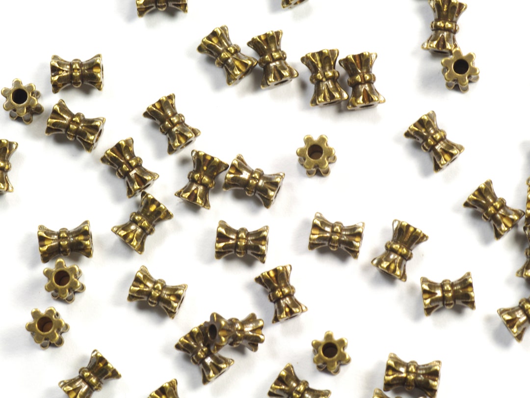 3x5mm Solid Antiqued Brass Tiny Hourglass Beads Findings Spacers - 24 ...
