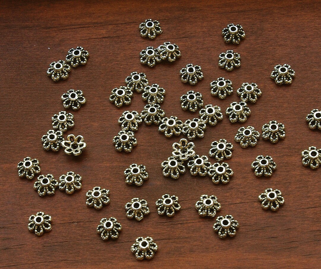 6mm Flower Bead Caps Antiqued Silver Plated Pewter - 75 - Etsy