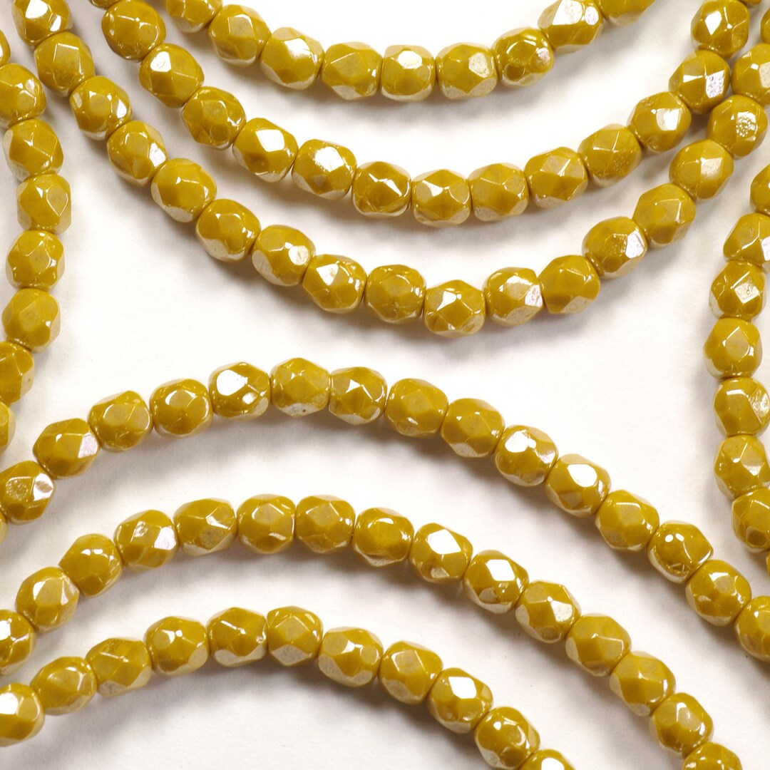 4mm Opaque Mustard Yellow Luster Czech Glass Fire Polish Beads - 50 - Etsy