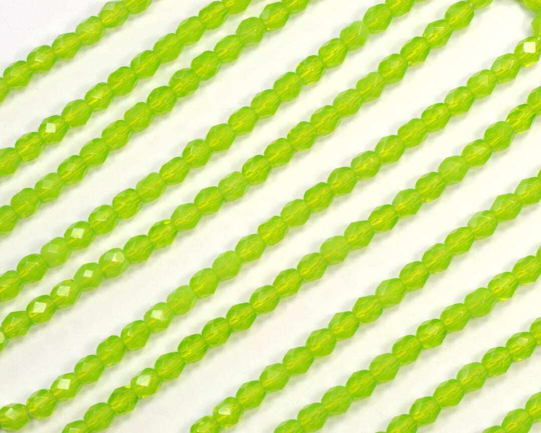 4mm Vivid Olivine Green Opaline Fire Polish Czech Glass Beads - 50 - Etsy