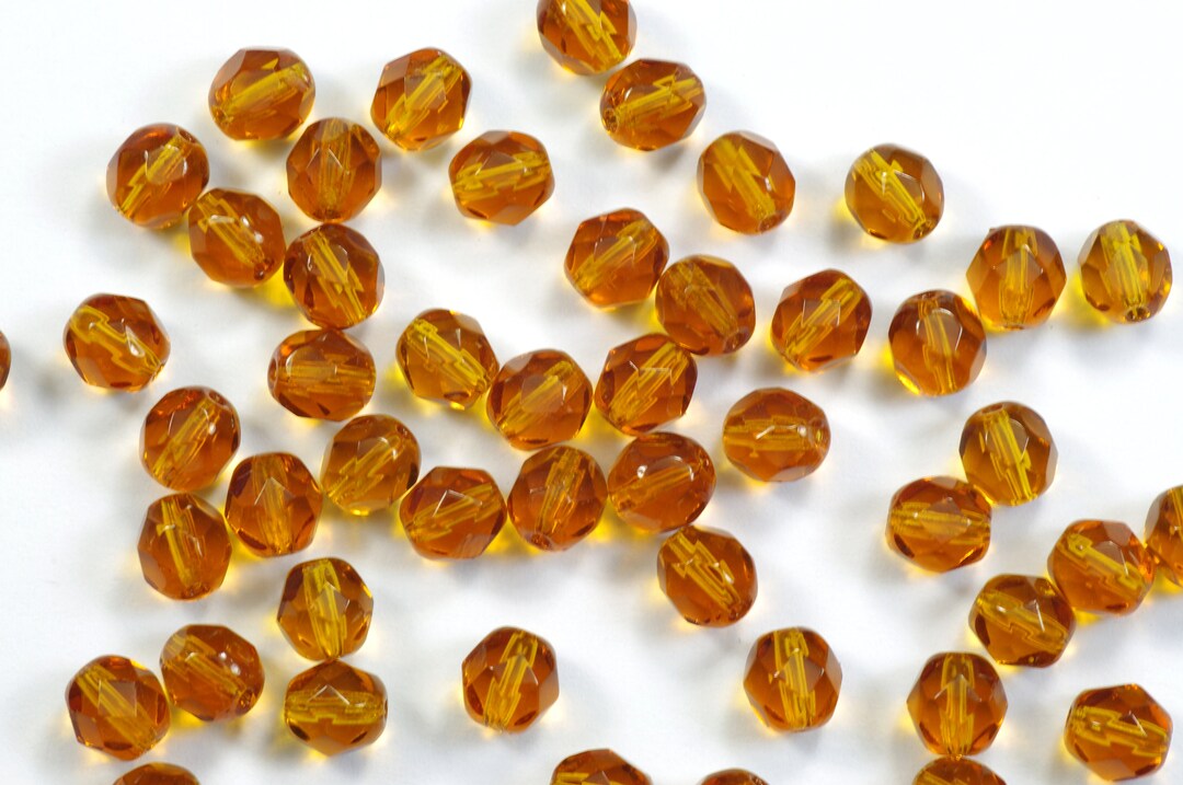 6mm Medium Yellow Topaz Czech Glass Fire Polish Beads - 25 - Etsy