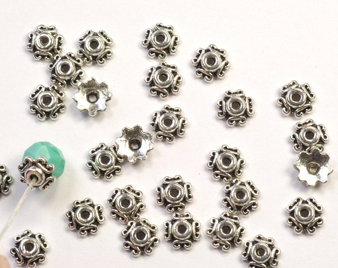 6mm Flower Bead Caps Antiqued Silver Plated Pewter - 75 - Etsy