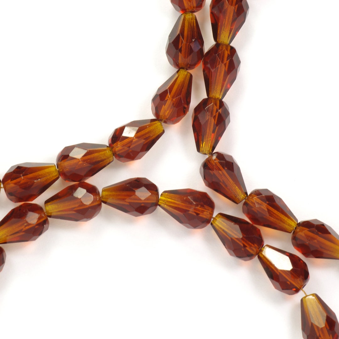 10x7mm Rootbeer Topaz Fire Polish Faceted Czech Glass Teardrop Beads ...