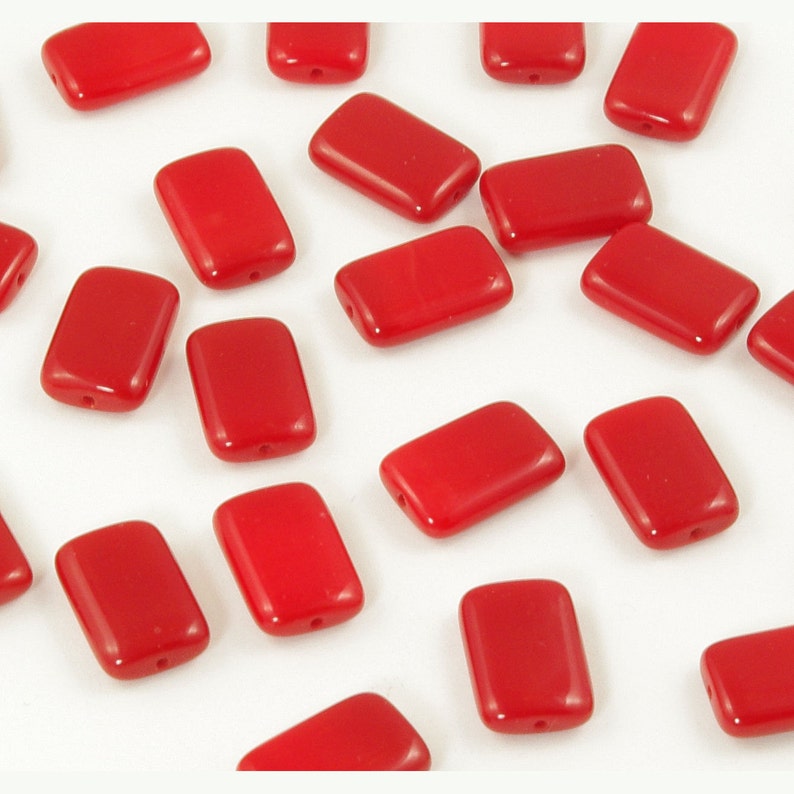 Czech Glass Beads Opaque Red Rectangles 10x15mm 12 | Etsy