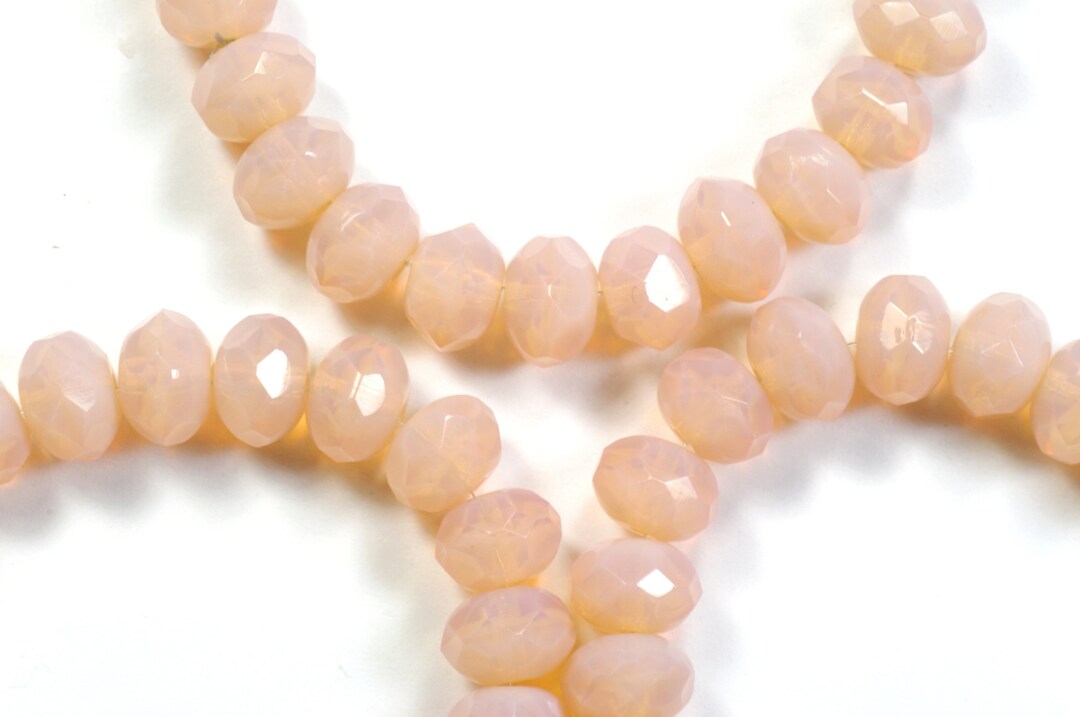 6x9mm Pink Opaline Fire Polish Donut Rondelle Czech Glass Beads - 12 - Etsy