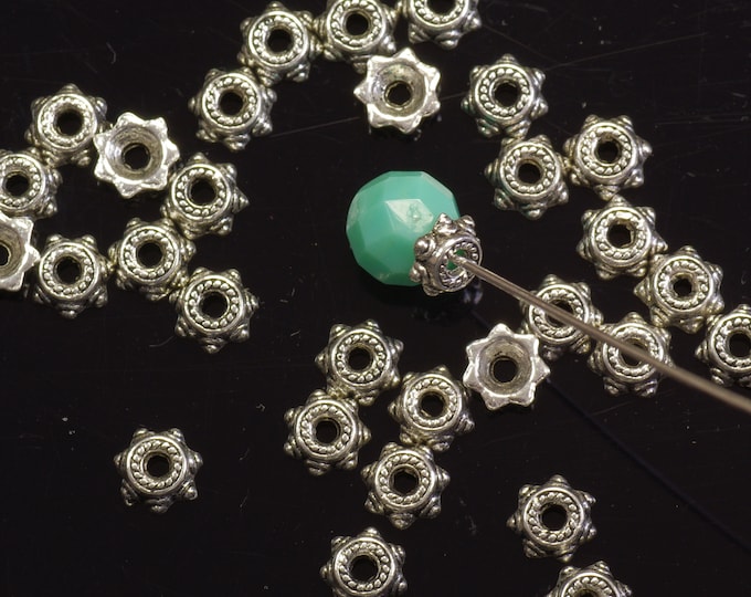 6mm Flower Bead Caps Antiqued Silver Plated Pewter - 75 - Etsy