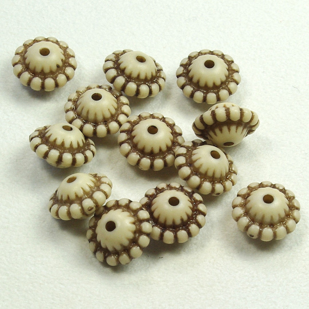 Beige and Brown Saturn Beads High Grade Plastic 7x12mm 12 - Etsy