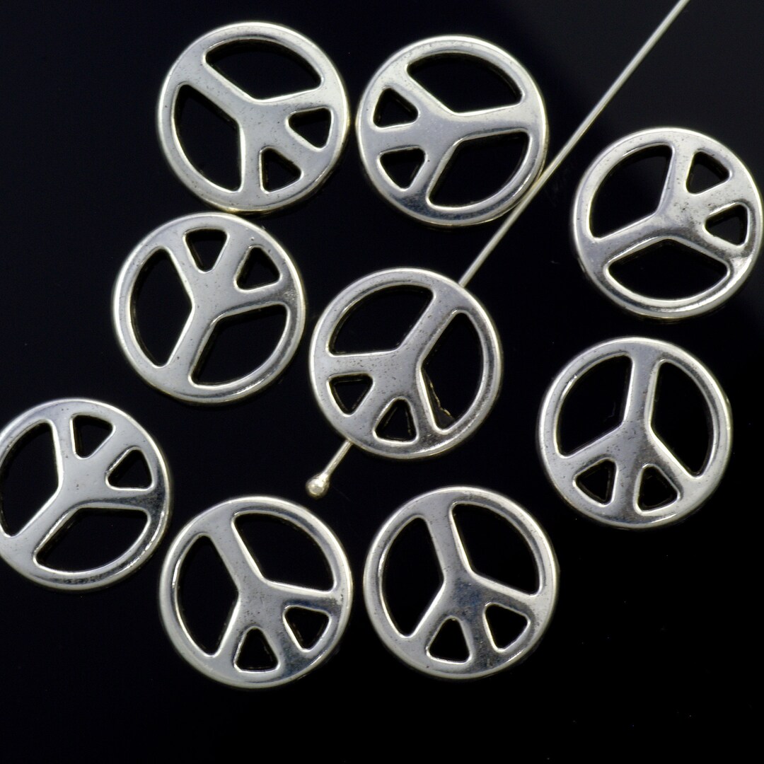 Peace Sign Beads Silver Plated Pewter 14mm 8 Pieces - Etsy