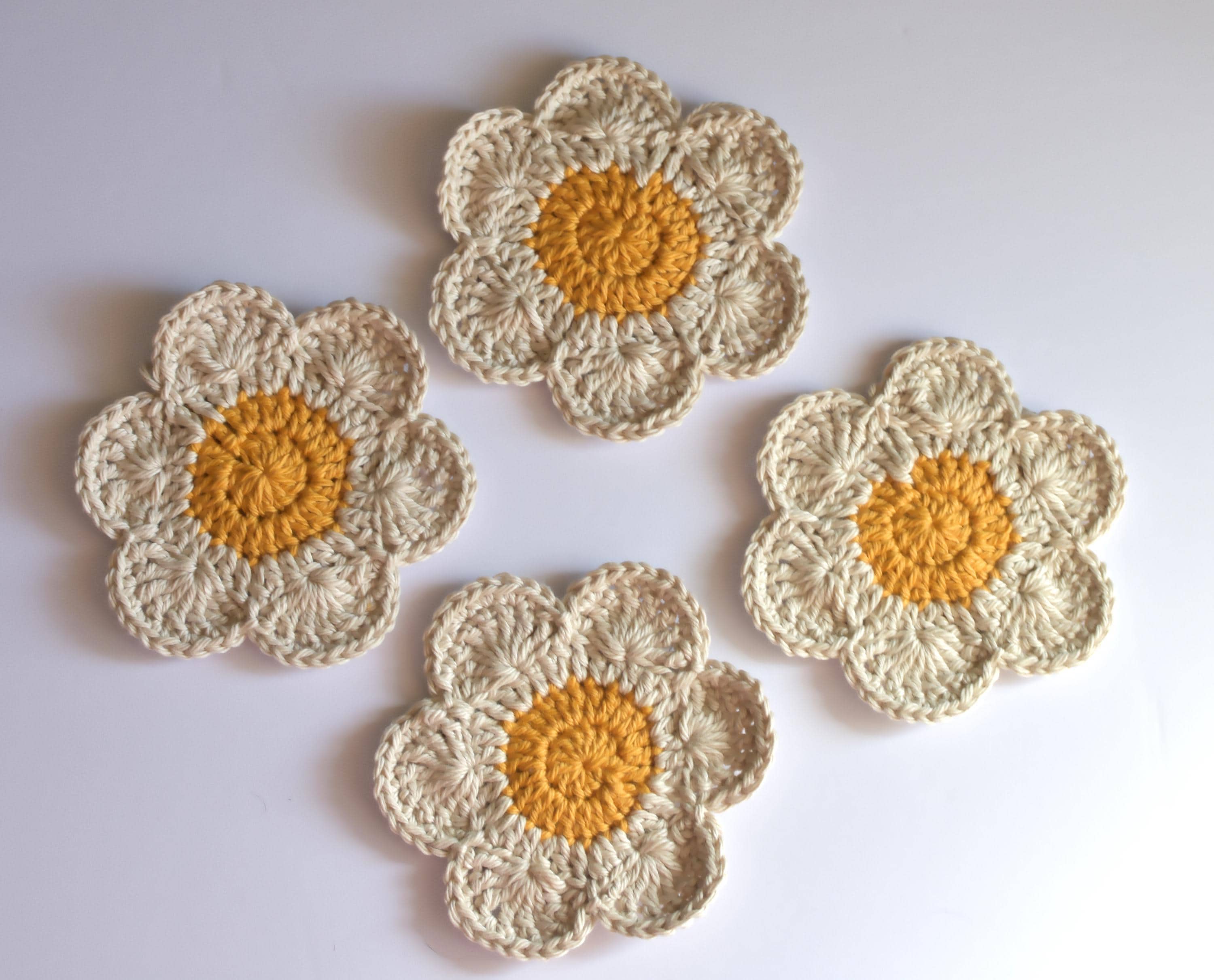 Crocheted Daisy Coaster - Cute Boho Coaster Set - Handmade Gift Ideas ...