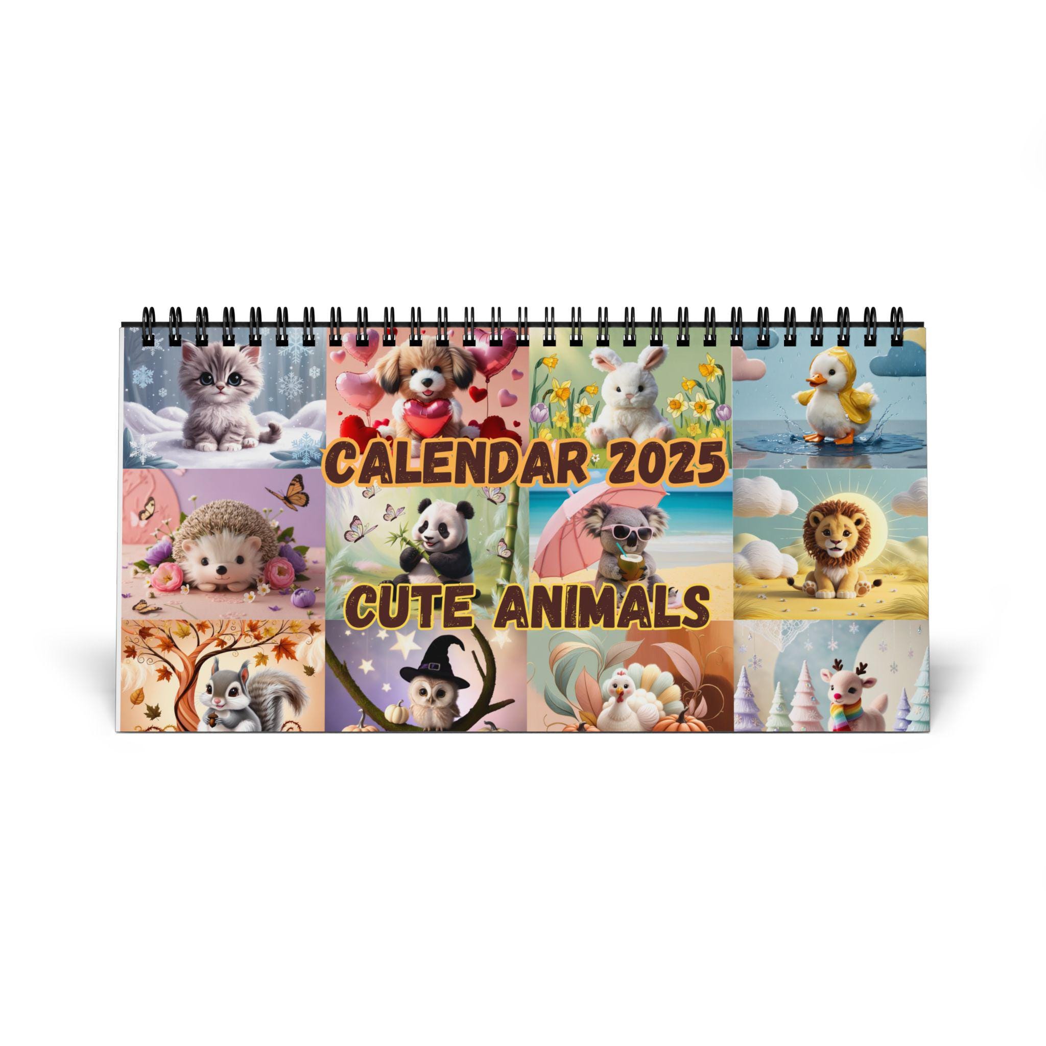 Charming 2025 Desktop Calendar, Cute Animals Theme, Nature Lover Gift ...