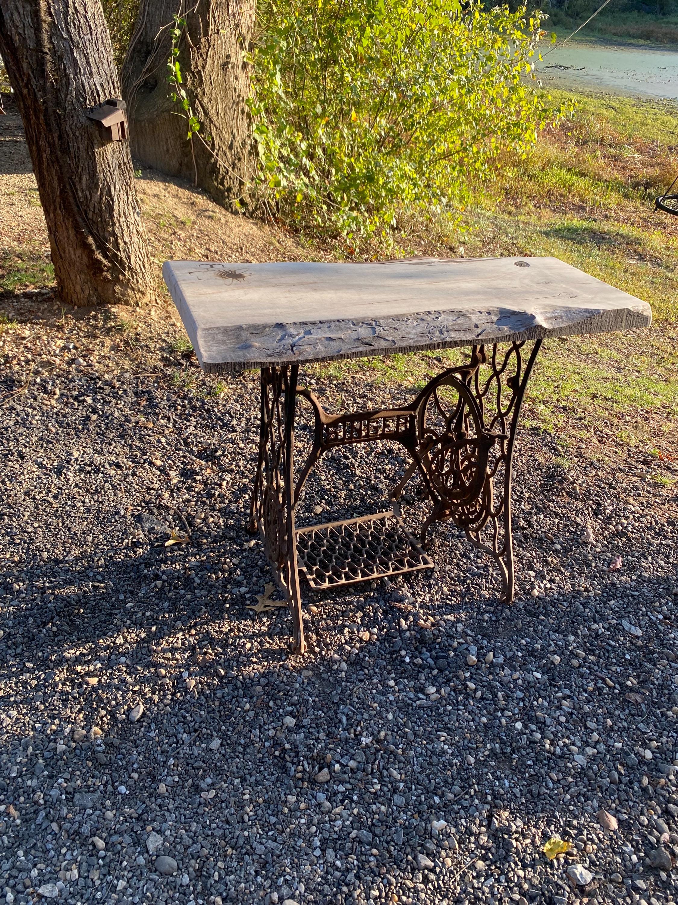 CUSTOM MADE Singer Treadle Sewing Machine Cast Iron Base Foyer/side ...