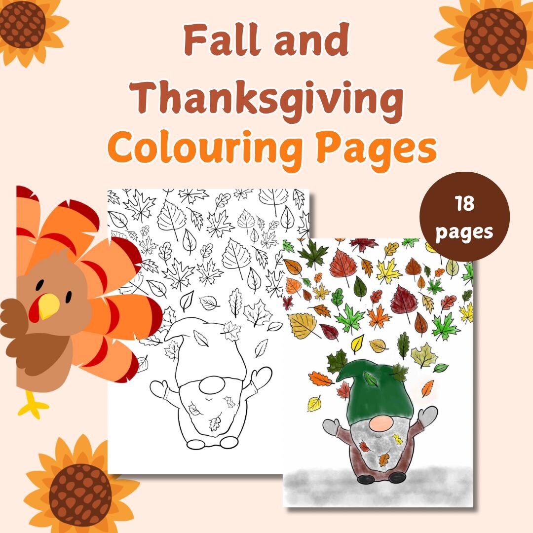 Charming Autumn & Thanksgiving Coloring Pages for All Ages - Etsy