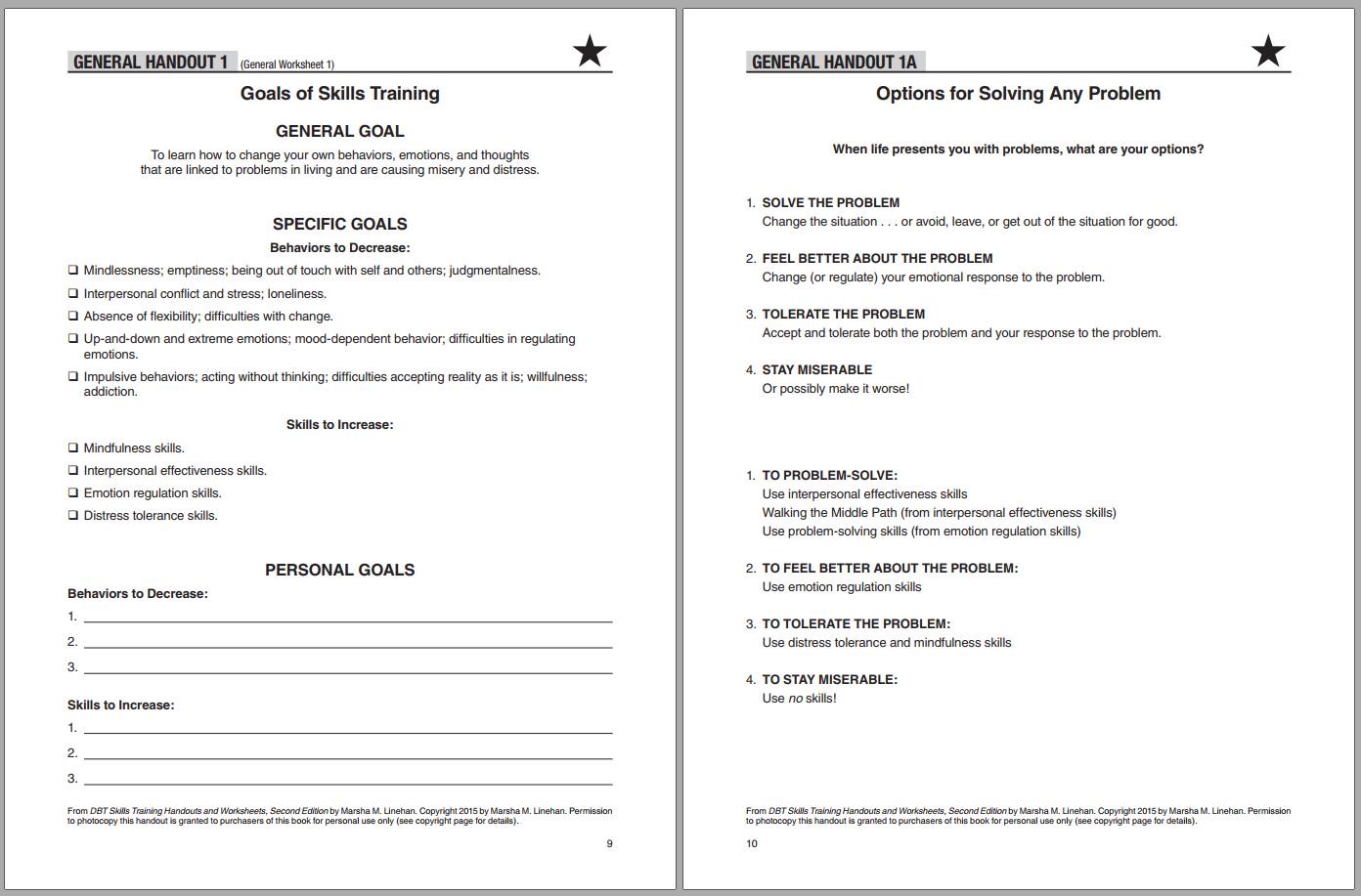 DBT Skills Training Handouts and Worksheets and DBT Skills Training ...