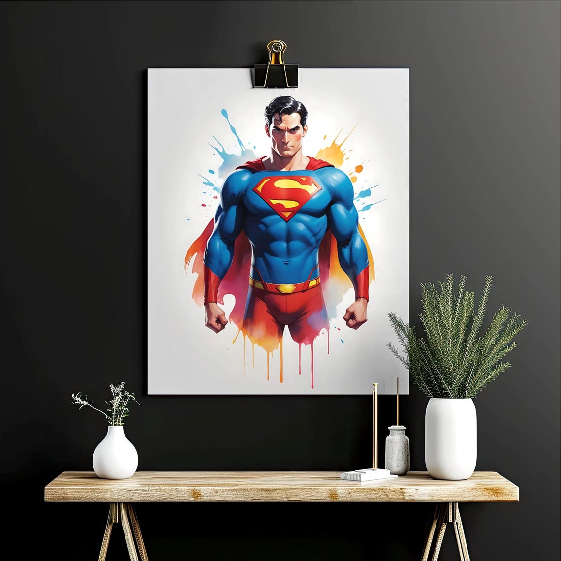 DC Superheroes Poster Prints 6 Iconic Characters DC Watercolor Gift ...