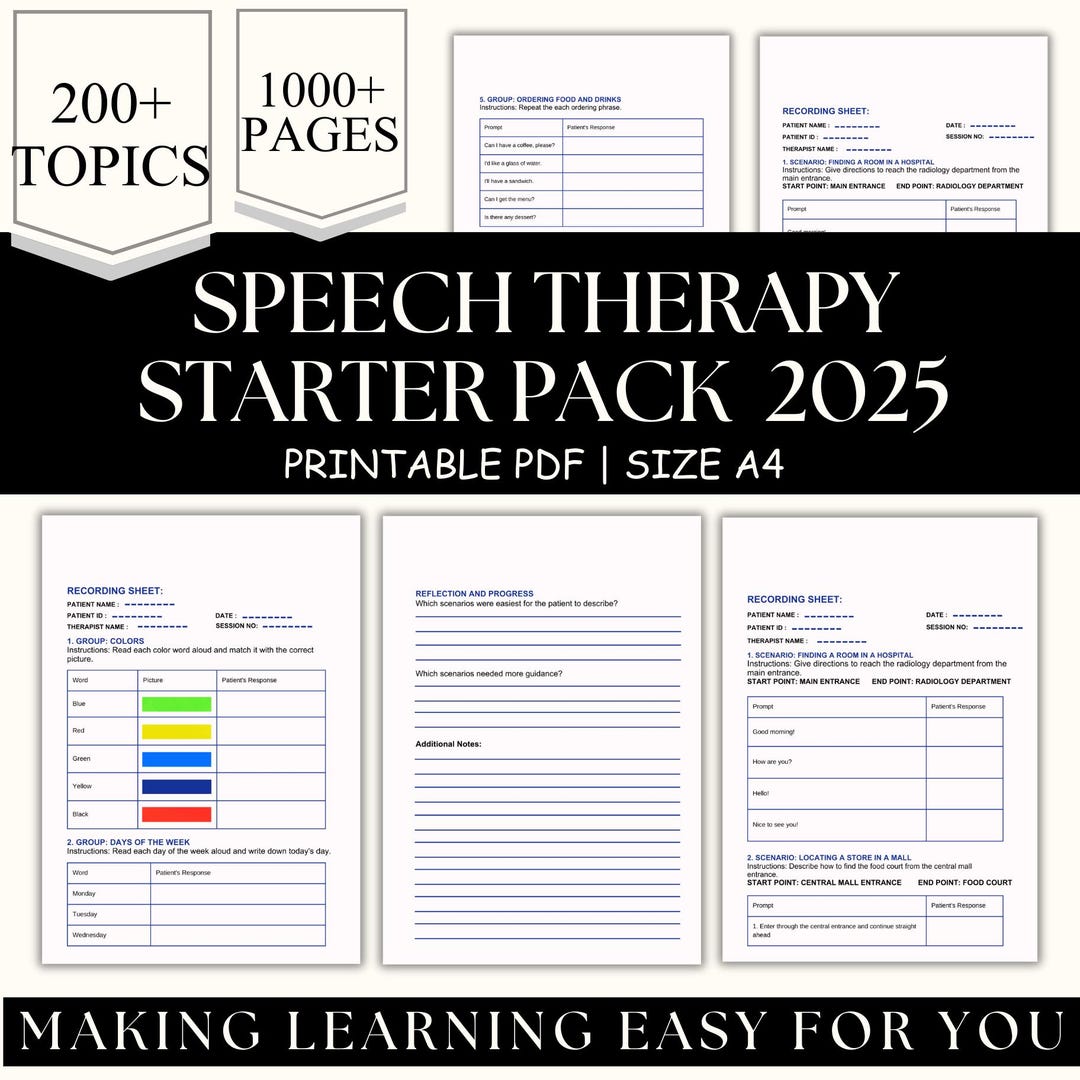 Adult Speech Therapy STARTER PACK, Speech-language Pathologist, SLP ...