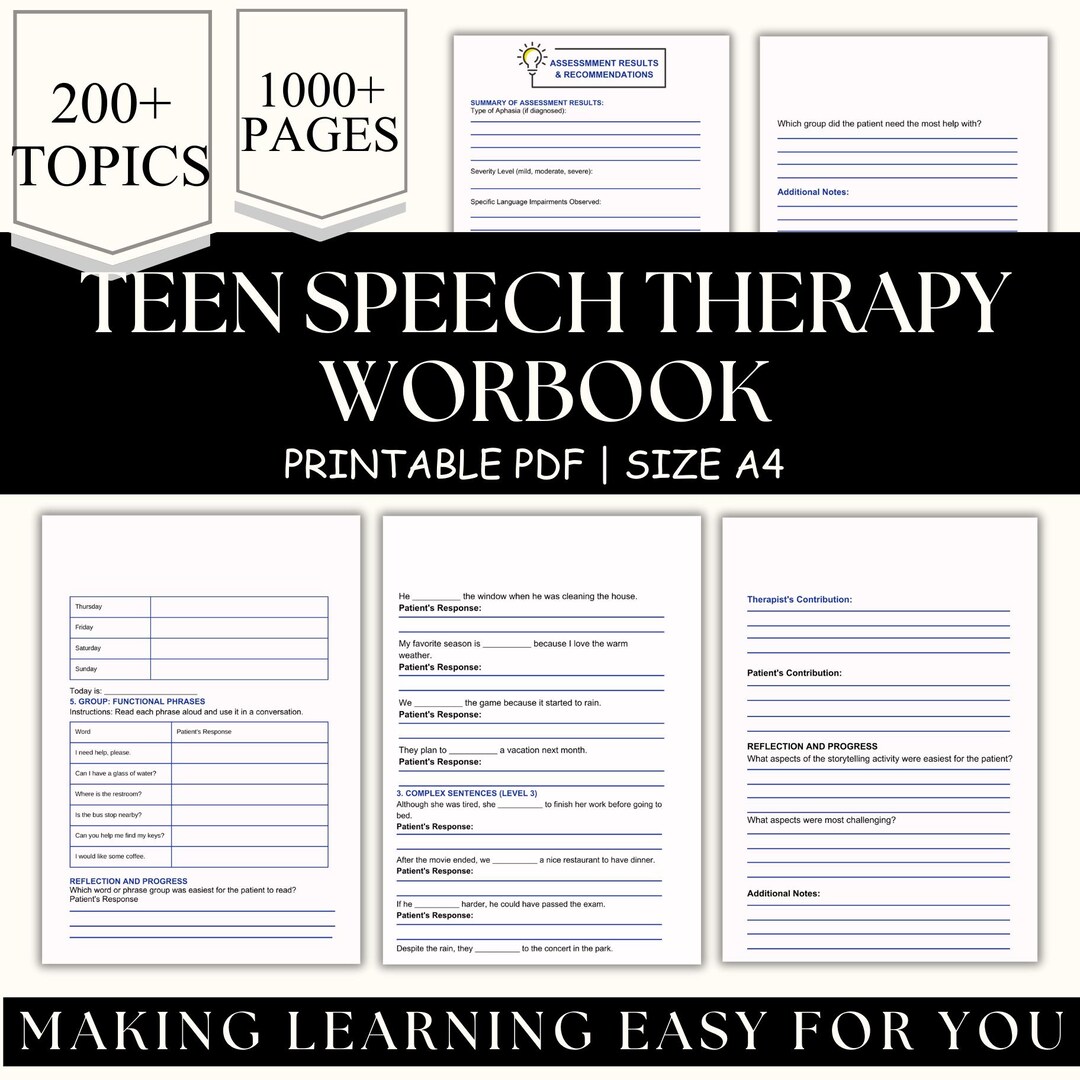 The Adult Speech Therapy Workbook, PDF Downloads, Speech Therapy ...