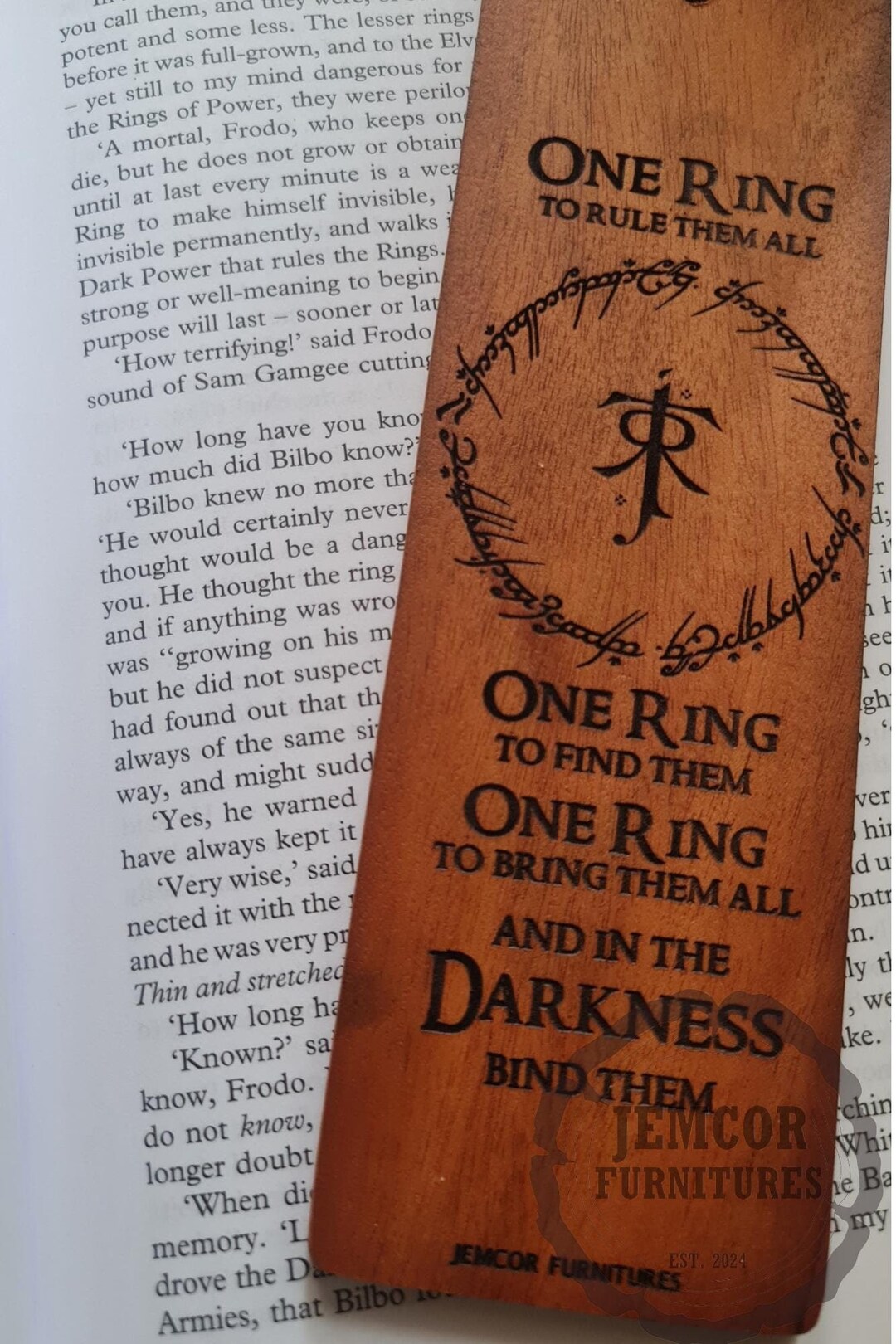 Personalized Laser Engraved Bookmark, One Ring Bookmark, LOTR, the Lord ...