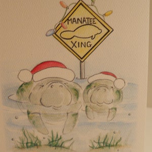 Manatees Crossing Christmas Greeting Card Merry Christmas 5 X 7 - Etsy