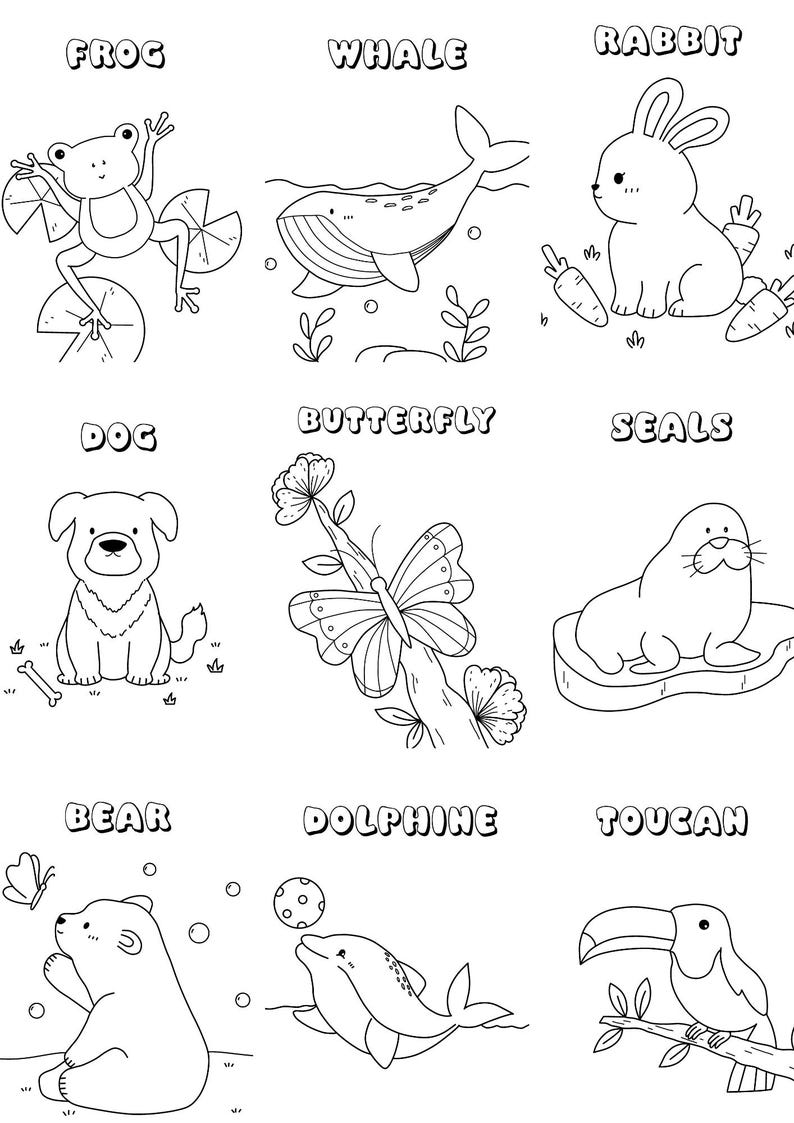 Animal Coloring Pages for Kids, Printable A4 PDF, Fun and Relaxing ...
