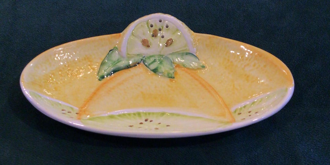 Italian Made Pottery; Lemon Dish With Toothpick Holder by Siro ...