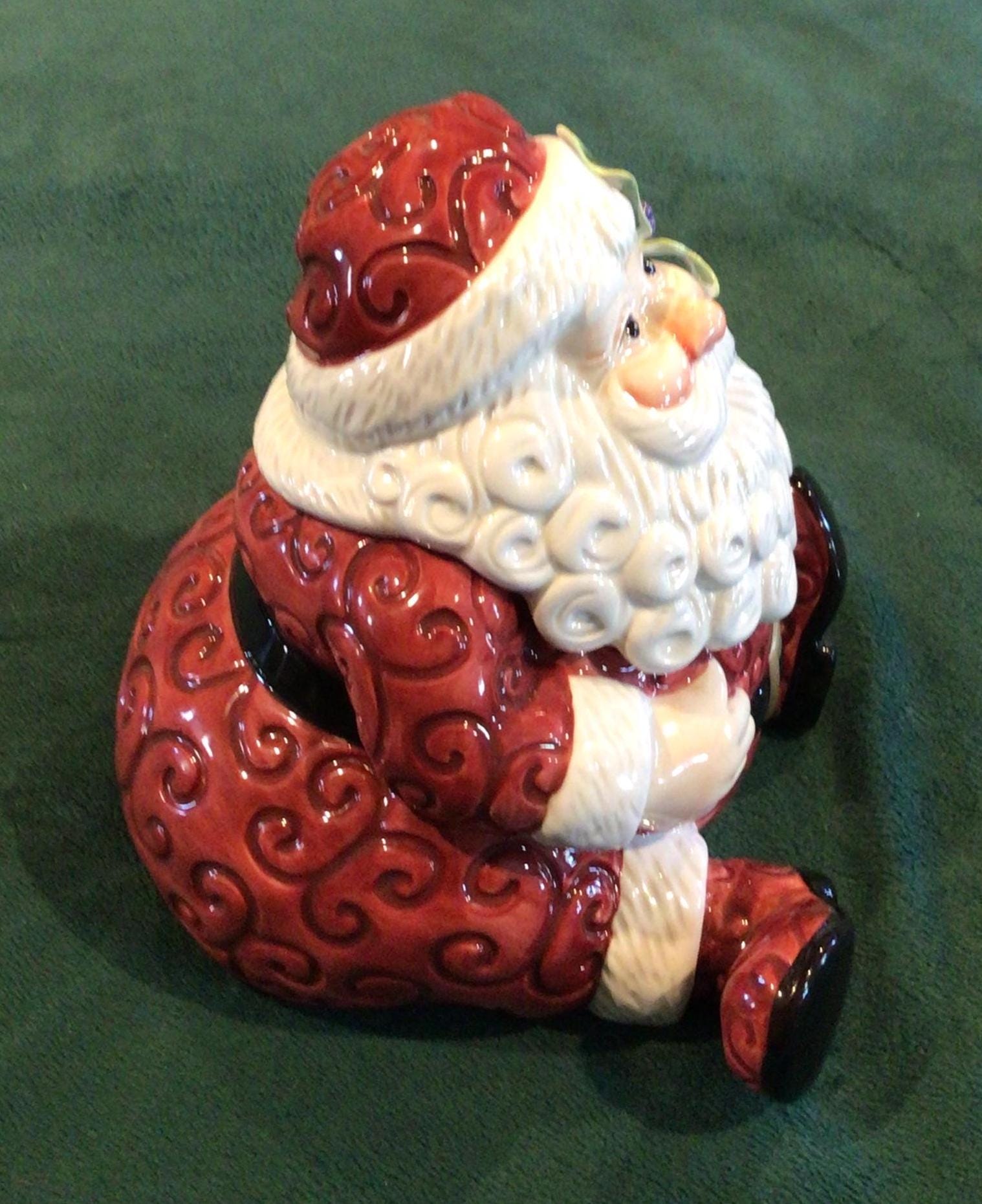 Fitz and Floyd Classic Jolly Ole Saint Nick Candy Jar. Stands 6 1/2 ...